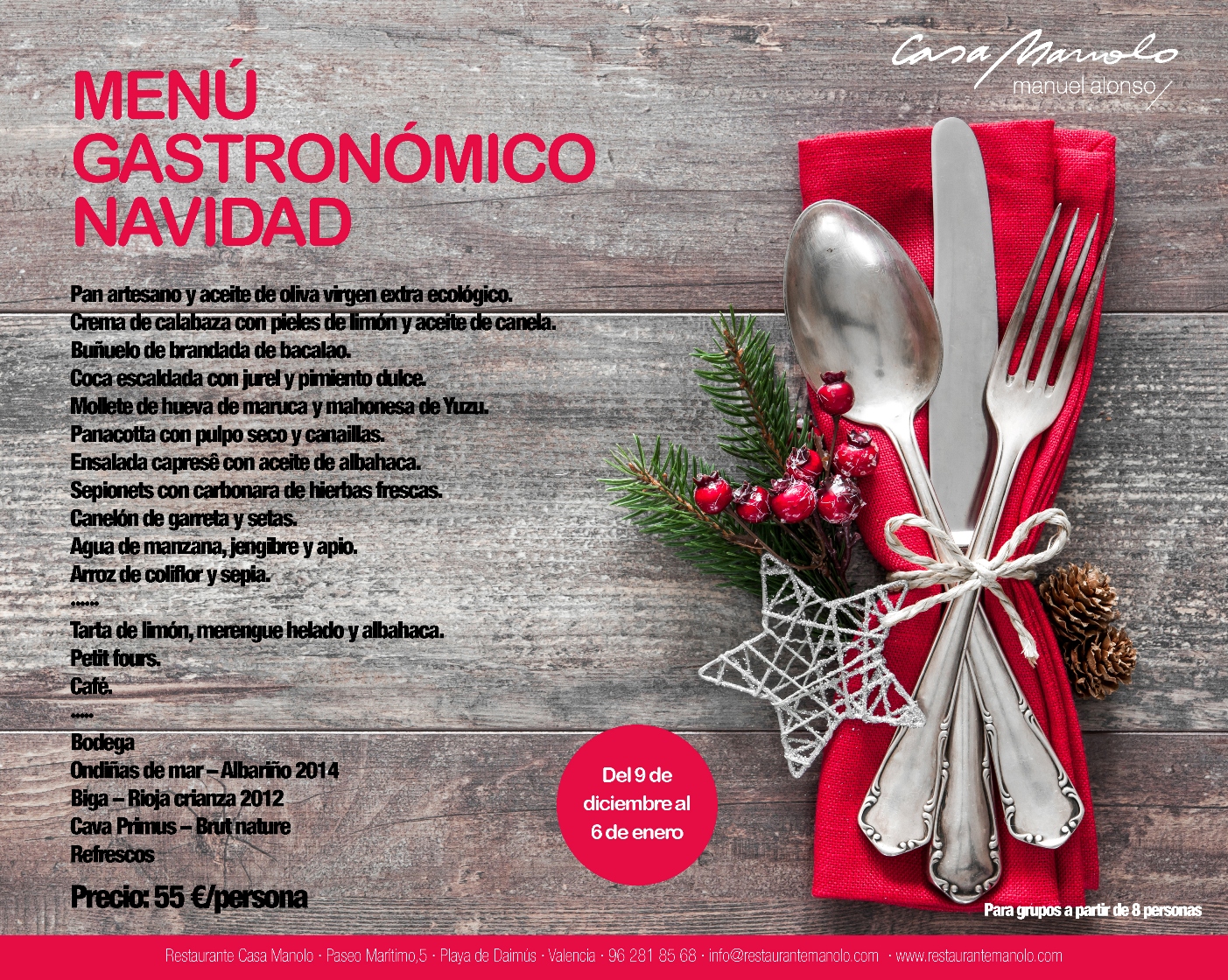 Menú Navidad – Restaurante Casa Manolo. Manuel Alonso